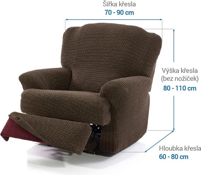 Super strečové potahy NIAGARA tabáková relaxační křeslo ( š. 70 - 90 cm)