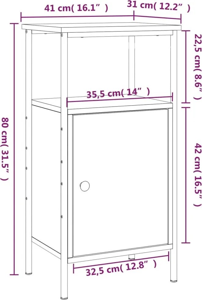 vidaXL Noční stolek 41 x 31 x 80 cm kompozitní dřevo [825925] Barva: kouřový dub