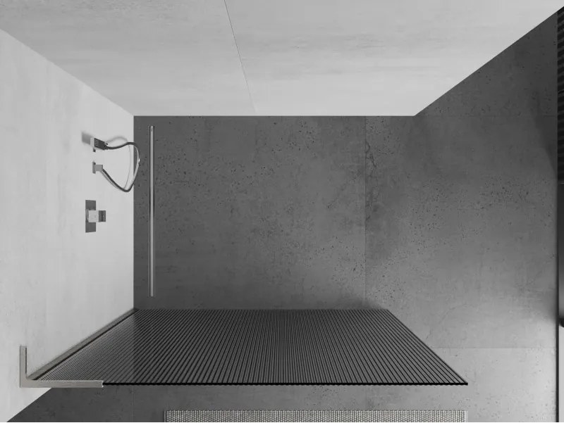 Mexen Kioto L, sprchová zástěna Walk-In 100 x 200 cm, 8mm sklo s žebrovým vzorem, broušená ocel profil, 800-100-103-97-09