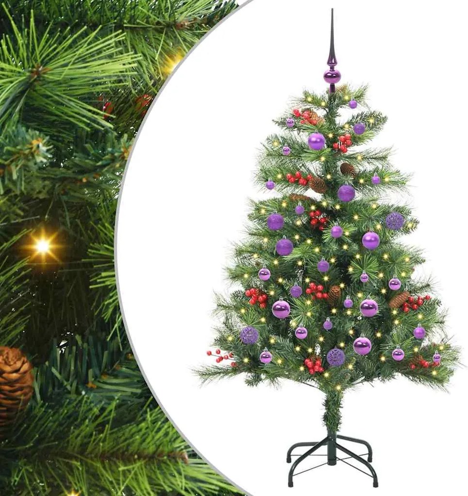 Umělý vánoční stromeček 150 LED Teplá bílá PVC a kov Zelená 3395131