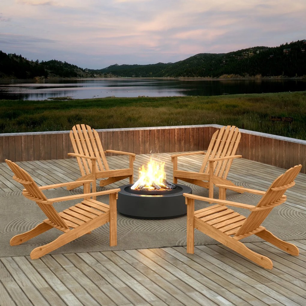 Costway Zahradní židle Adirondack židle z akáciového dřeva se šikmým sedákem