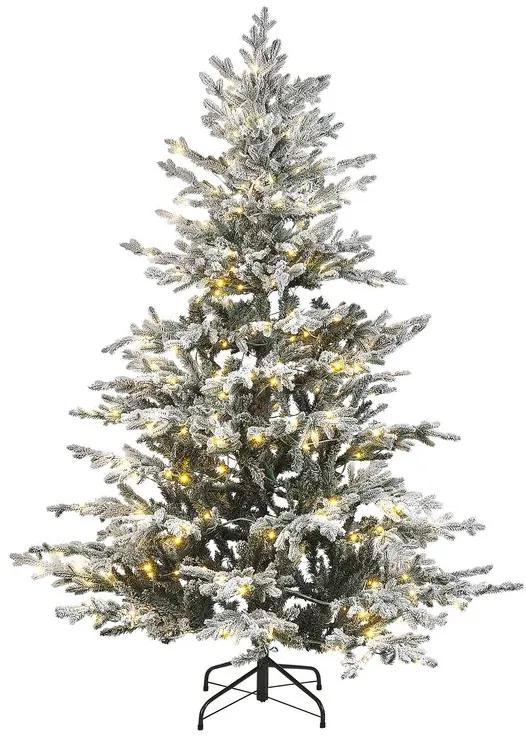 Zasněžený vánoční stromek se světýlky 180 cm bílý BRISCO Beliani