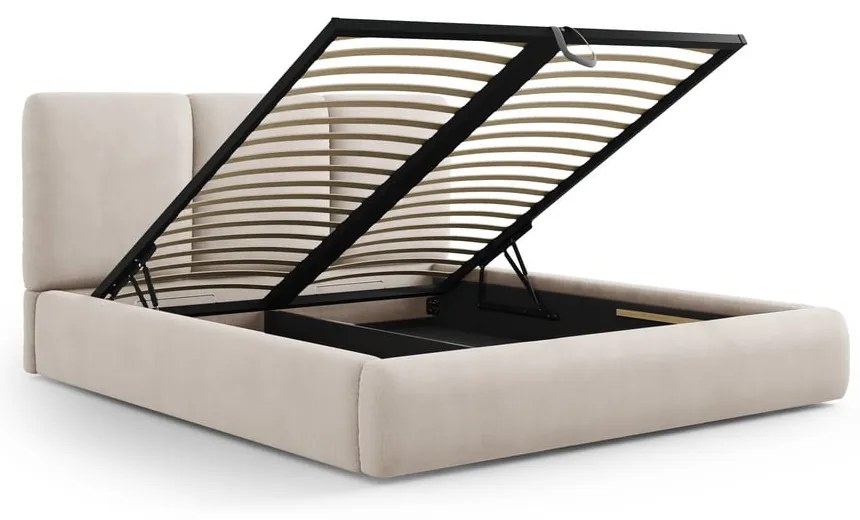 Béžová čalouněná dvoulůžková postel s úložným prostorem s roštem 180x200 cm Brody - II. jakost – Mazzini Beds