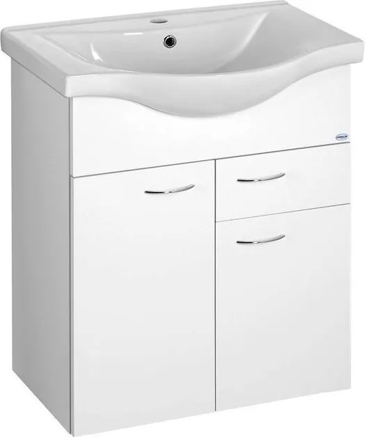 Aqualine Aqualine, KERAMIA FRESH umyvadlová skříňka, 1 zásuvka, 60,6x74x33,7cm, bílá, 50064A