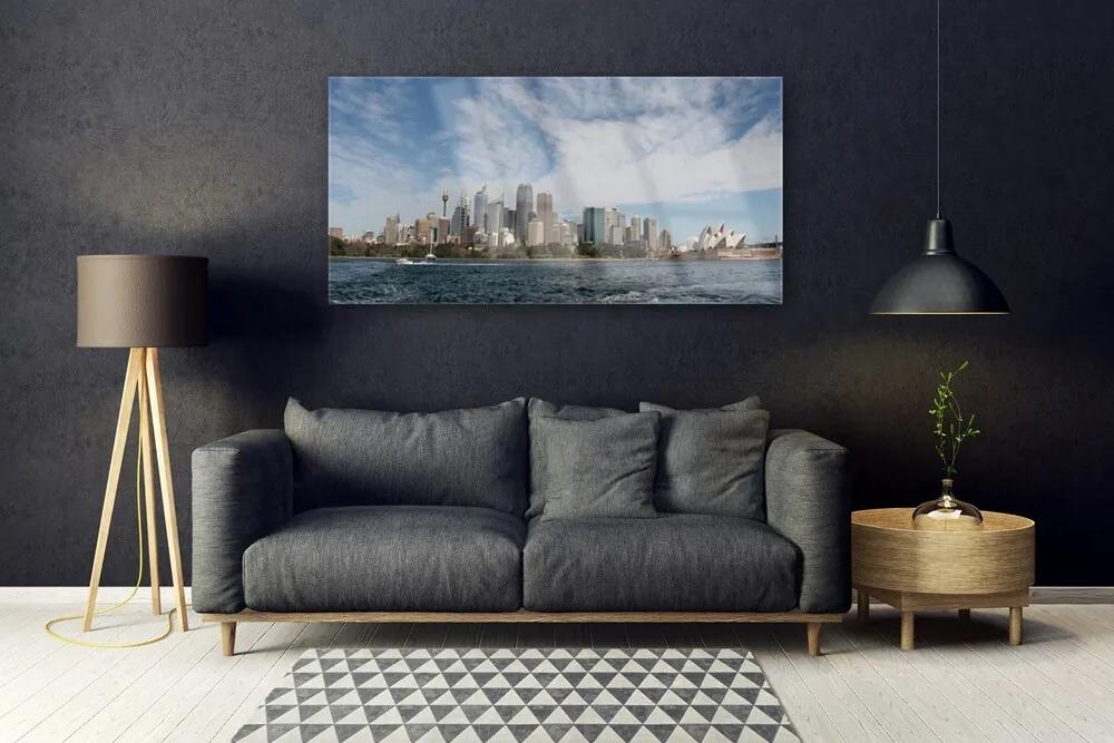 akrylový obraz Město Moře Domy Sydney 120x60 cm