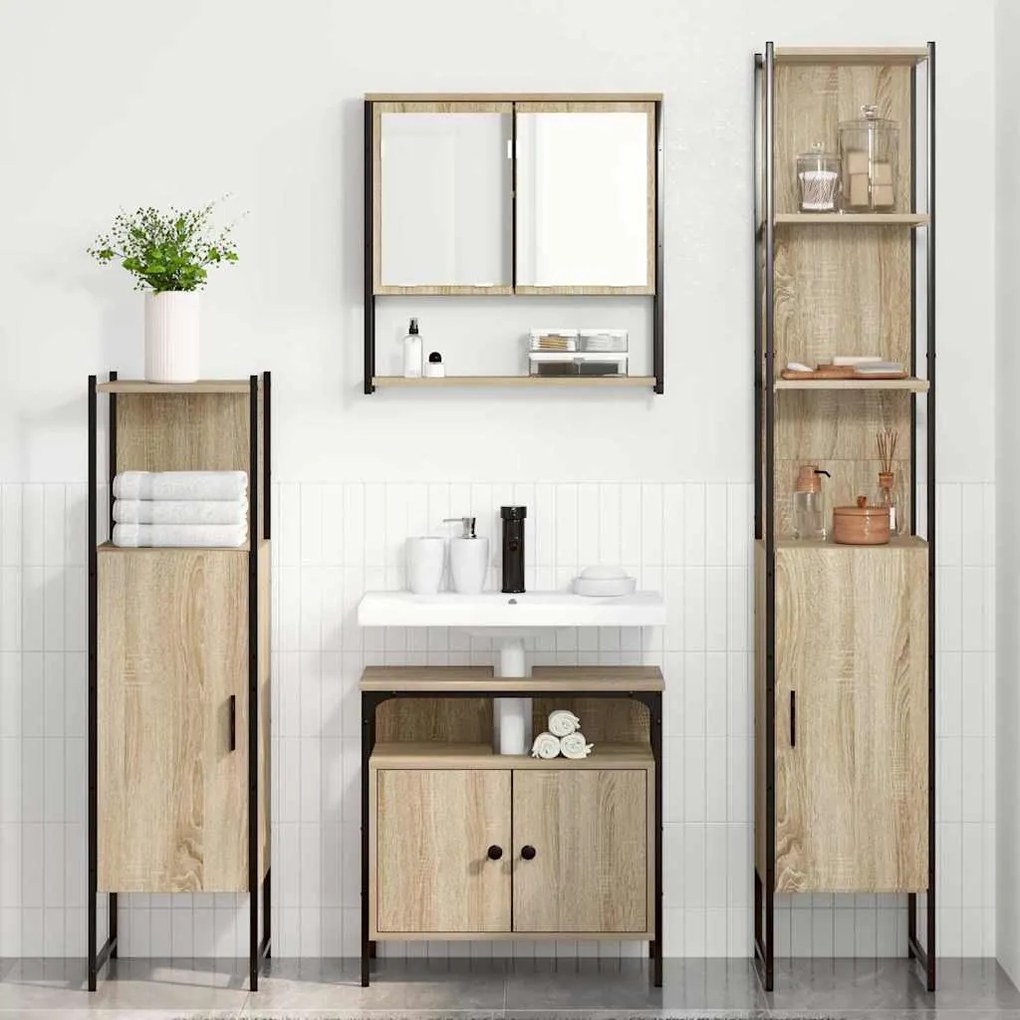 Sada koupelnového nábytku 4 ks Sonoma dub 33 x 33 x 185,5 cm 3399398