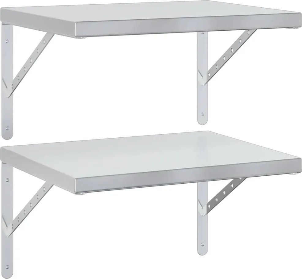 Nástěnné police 2 ks 50 x 40 cm stříbrné nerezová ocel 3214508