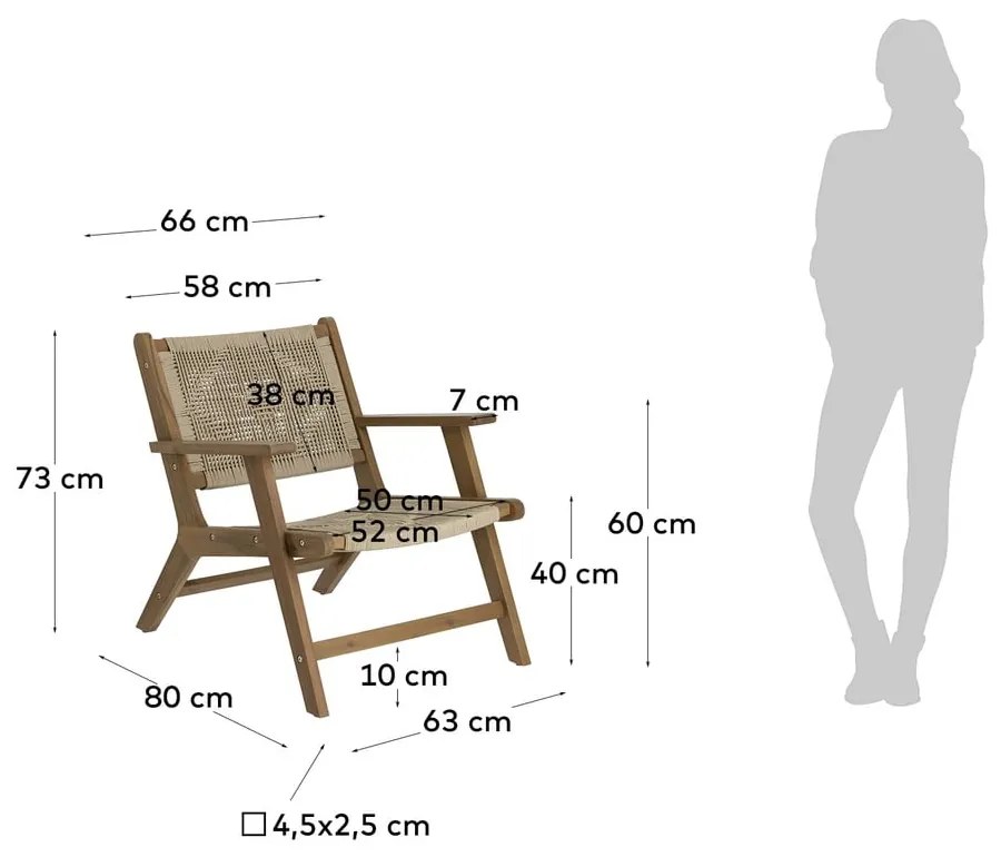 Dřevěné zahradní křeslo v přírodní barvě Geralda – Kave Home