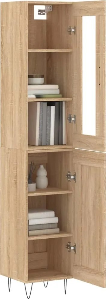 vidaXL Skříň highboard 34,5 x 34 x 180 cm kompozitní dřevo [3199524] Barva: hnědý dub