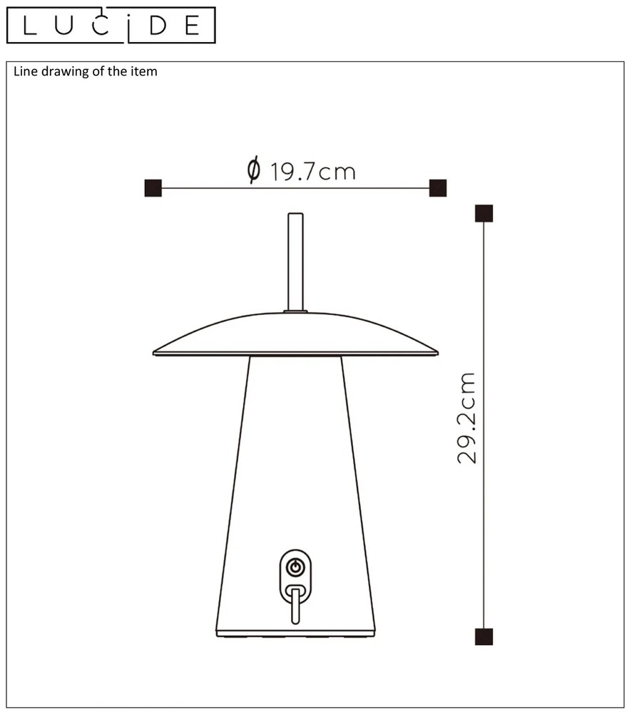 LUCIDE Dona Anthracite stolní venkovní LED lampa, IP54