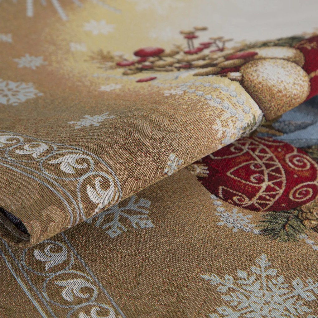 VÁNOČNÍ GOBELÍNOVÝ UBRUS NA STŮL MERRY2 100X100 CM VZOROVANÁ
