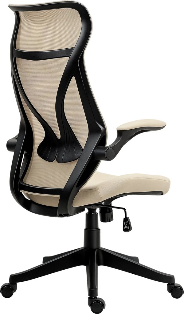 Ergonomická kancelářská židle HOMCOM s výsuvnými područkami, otočná židle s opěrkou hlavy, nastavitelná výška a funkce houpání, síťovina, pro studium,
