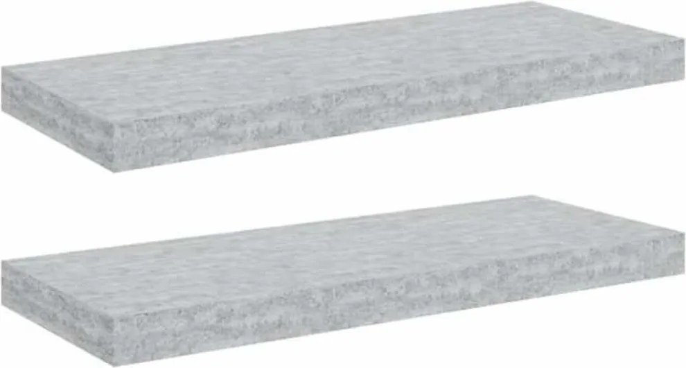 Plovoucí nástěnné police 2 ks betonově šedé 60x23,5x3,8 cm MDF 326598