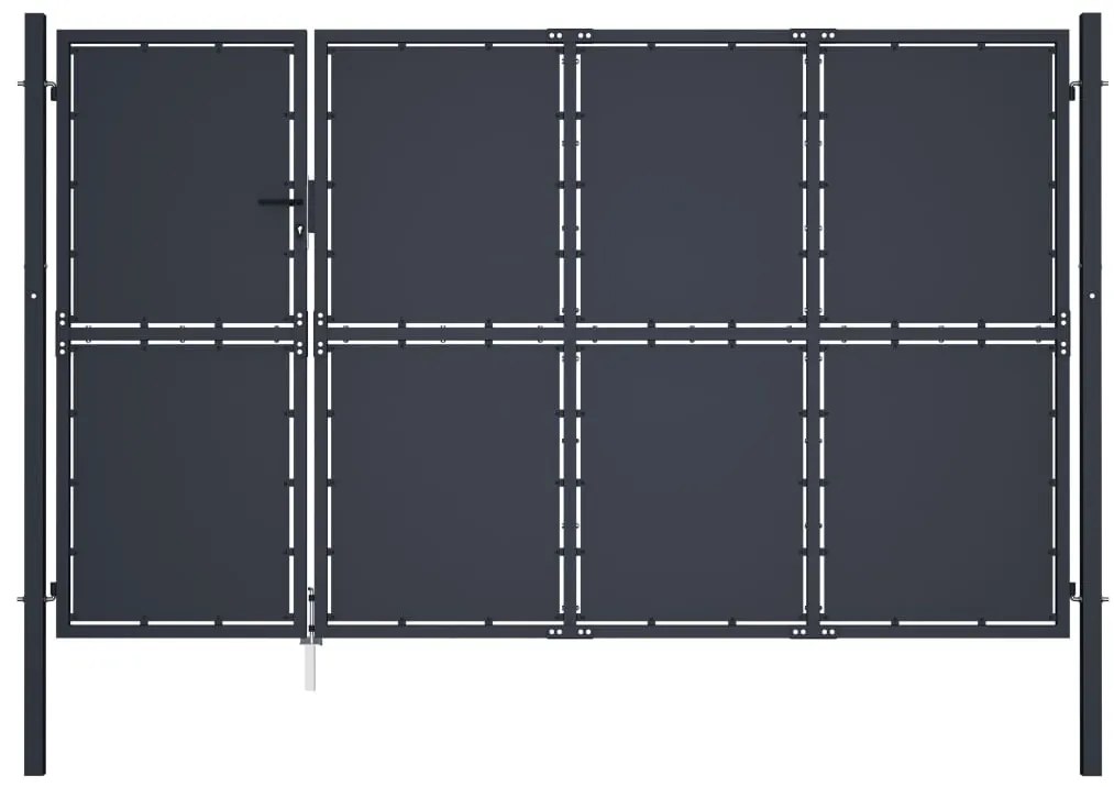 Zahradní brána ocelová 350 x 200 cm antracitová 144540