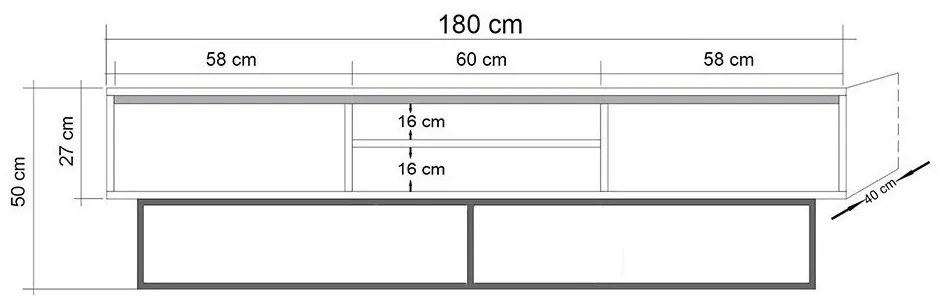 Designový TV stolek Balwina 180 cm vzor ořech