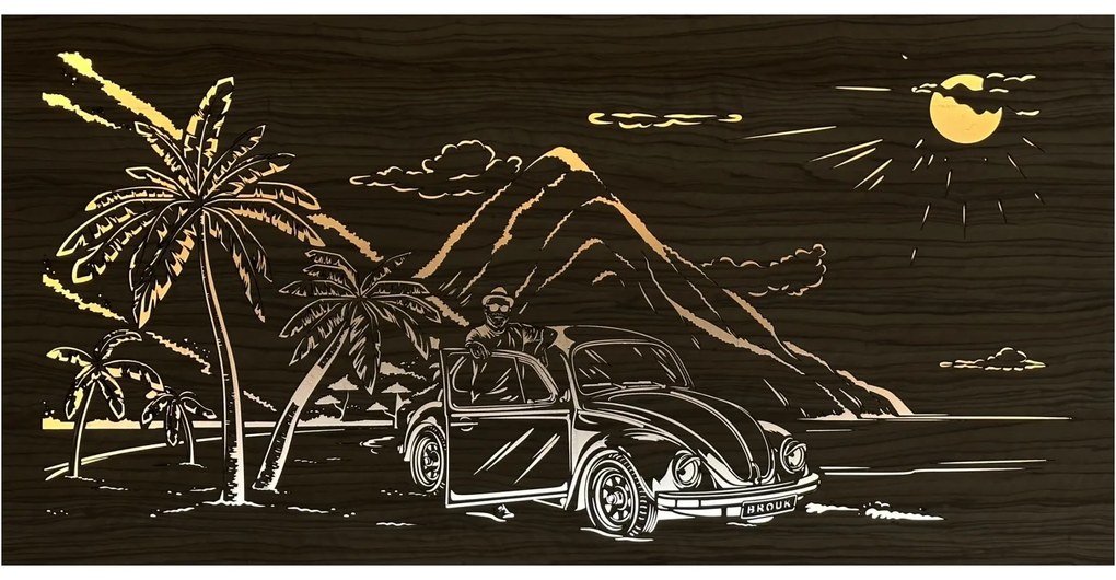 Li-Go "Volkswagen Brouk" světelný obraz 230V 120x60cm provedení povrchu: dub světlý