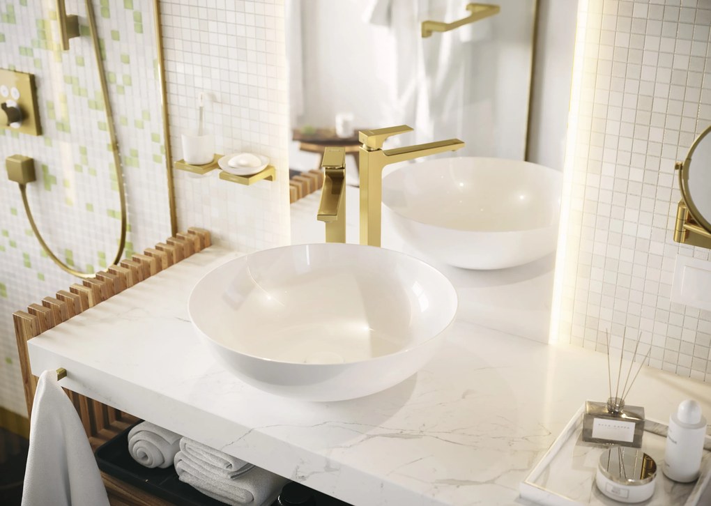 Hansgrohe AddStoris, jednoduchý háček, leštěný vzhled zlata, HAN-41742990
