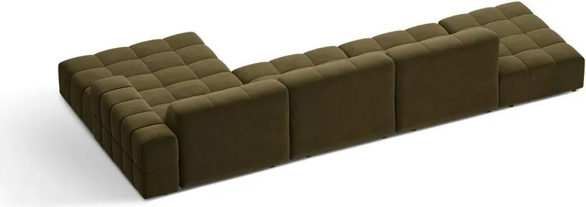 Khaki sametová rohová pohovka (pravý roh/s lenoškou) Chicago – Cosmopolitan Design