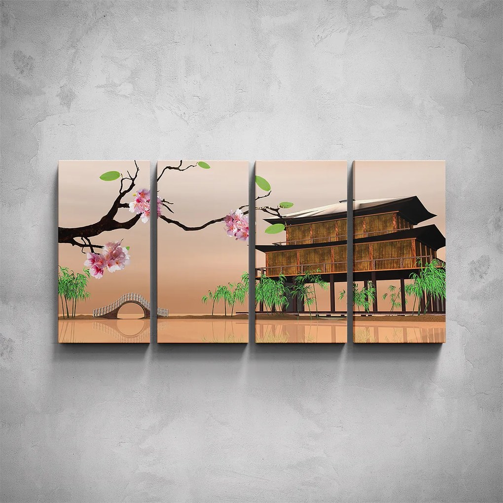 4-dílný obraz - Japonská architektura - PopyDesign