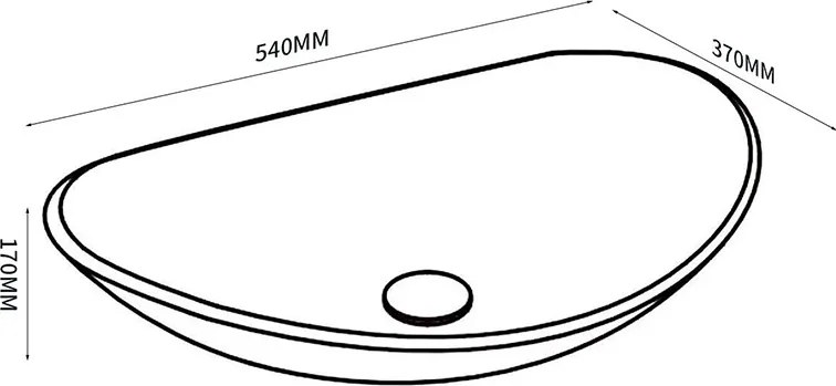 BPS-koupelny Keramické umyvadlo na desku HYD-LI-BU-BL-530 54x37 cm, modré lesk