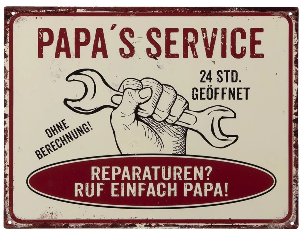 Nástěnná kovová cedule Papa´s Service - 33*25 cm