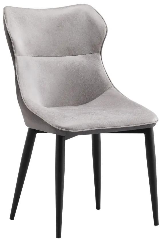Jídelní židle TABITA látka světle šedá a tmavě šedá, kov černý matný lak