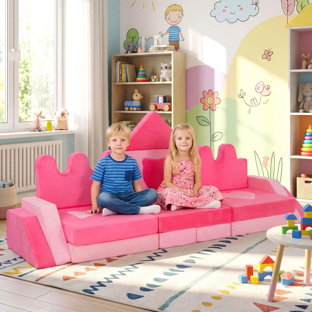 Costway 14 dětská pohovka na hraní, modulární dětská pohovka od 3 let, měkká