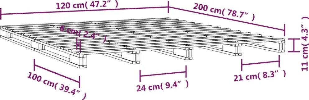 vidaXL Postel z palet 120 x 200 cm masivní borové dřevo [821389] Barva: Šedá