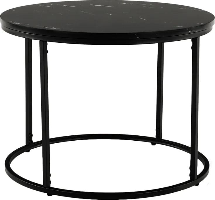 Tempo Kondela Kulatý konferenční stolek GAGIN, černý mramor/černý kov