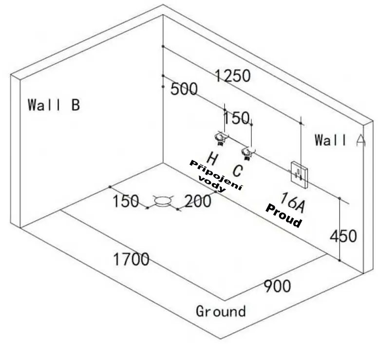 BPS-koupelny Hydromasážní vana HYD-NE912BL 170x90 ČERNÁ s ohřevem vody