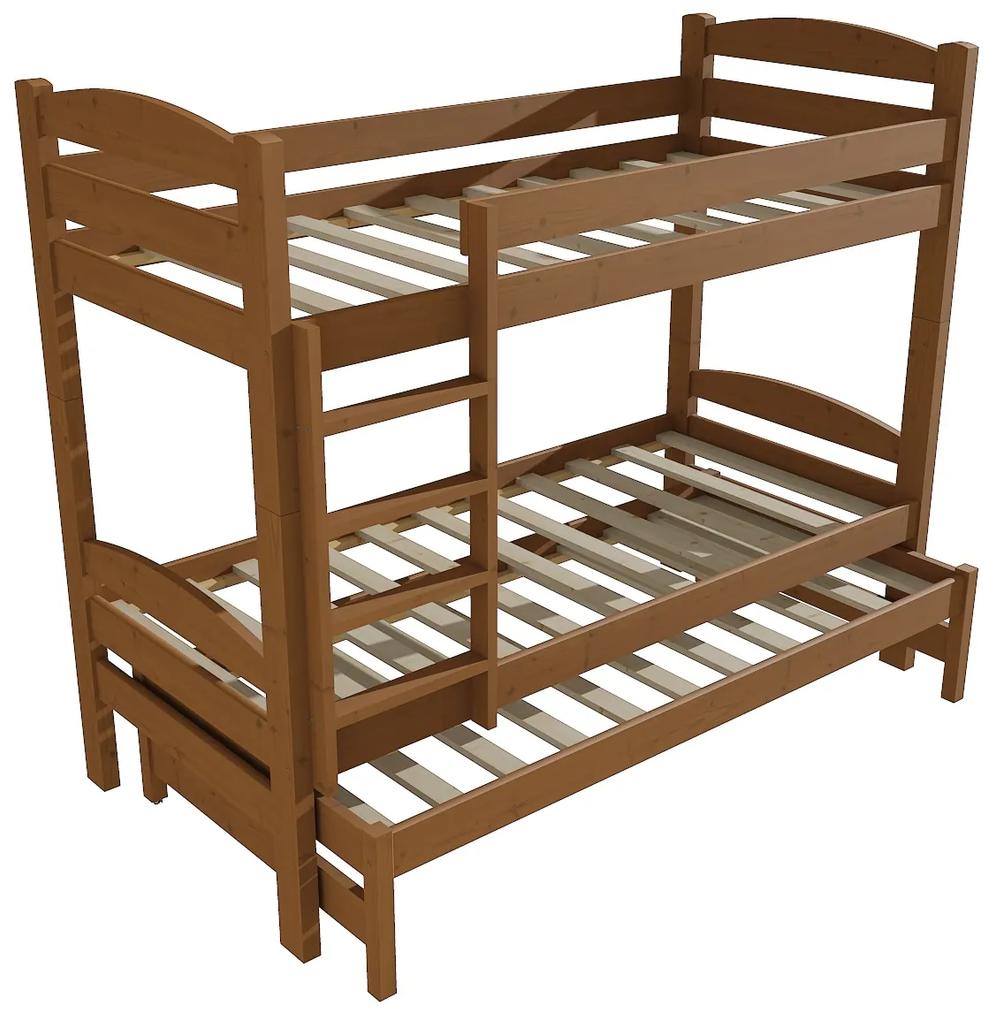 Vomaks Patrová postel s výsuvnou přistýlkou PPV 010 Rozměr: 80 x 200 cm, Barva: surové dřevo, Prostor mezi lůžky: 80 cm