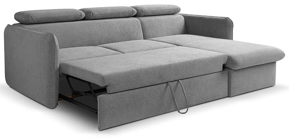 Malá sedací souprava SLIM | 235x179 cm | PRAVÁ | 84 světle šedá | rozkládací + úložný prostor