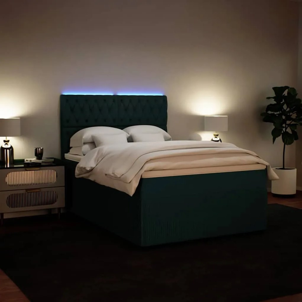 Box spring postel s matrací tmavě zelená 140x190 cm samet 3294643