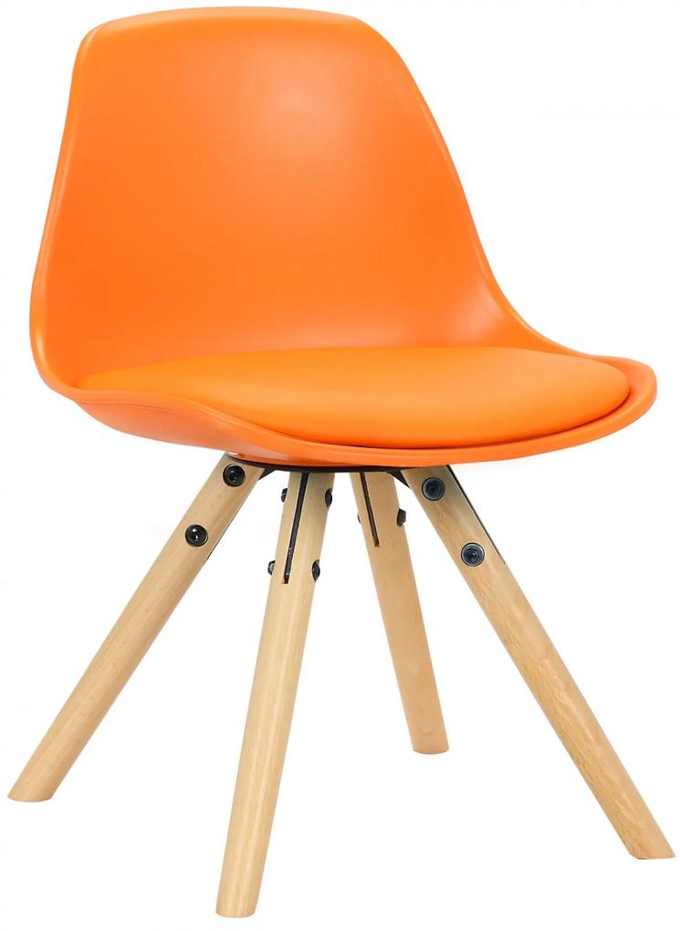 Dětská židle Nakoni ~ plast, dřevěné nohy natura - Oranžová