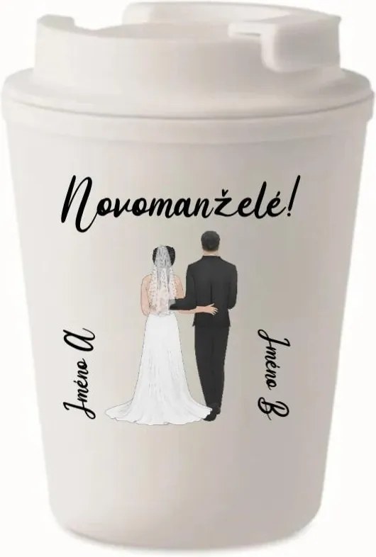 Personalizovaný cestovní termohrnek se svatebním párem