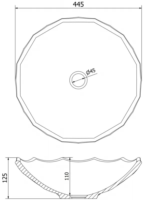 Mexen Inga, skleněné umyvadlo na desku 44 x 44 cm, černá, 24074470