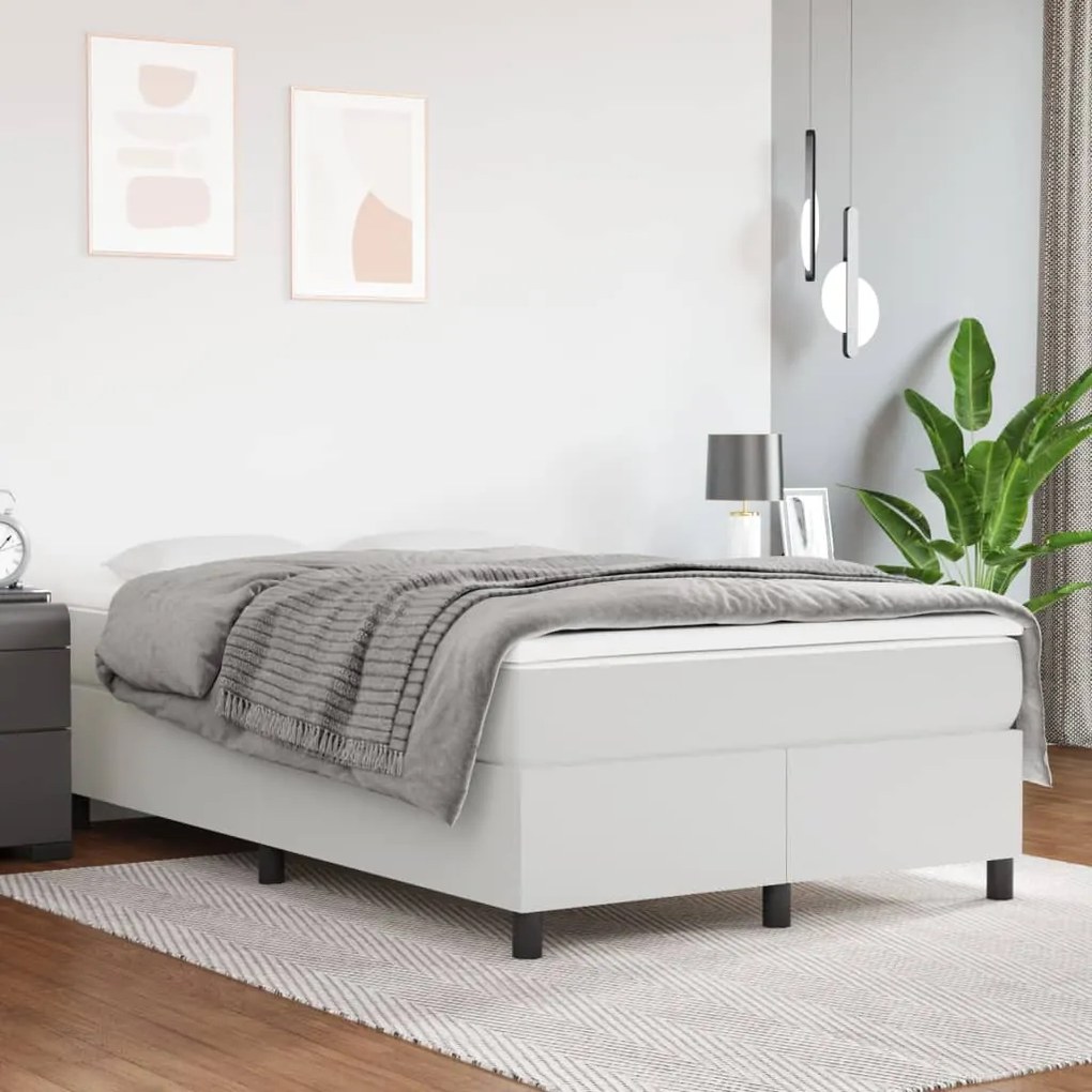 Rám postele s boxspringem bílý 120 x 200 cm umělá kůže 3121036