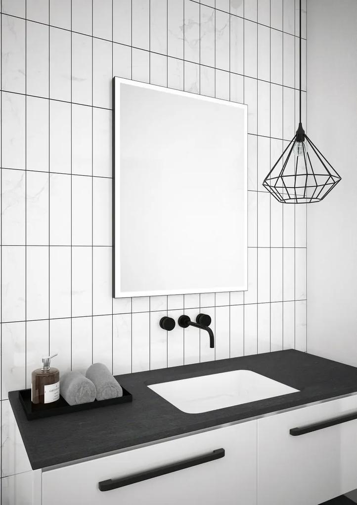 Zrcadlo s LED osvětlením Solid Black, 50 × 70 cm