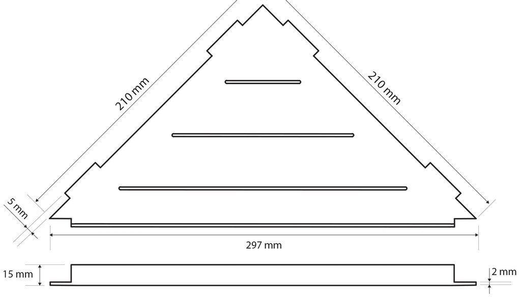 Sapho, SMART rohová police do spár 297x15x210 mm, leštěná nerez, XJ615