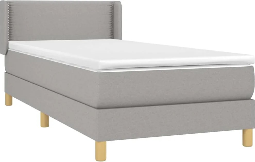 Box spring postel s matrací světle šedá 90x200 cm textil 3130161
