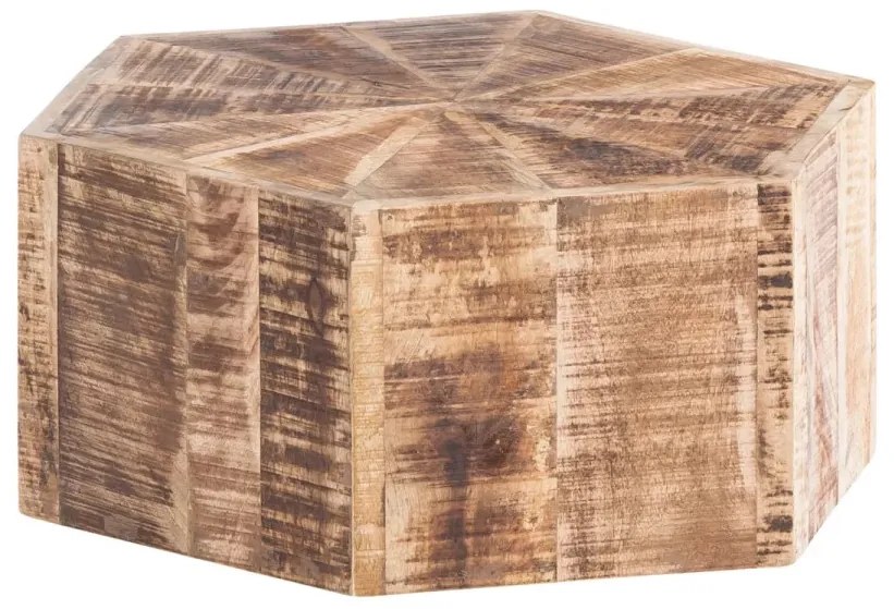 furniture-nabytek.cz - Sada 3 masivních konferenčních stolků Carino Mango, lakovaná, přírodní, šestihranná