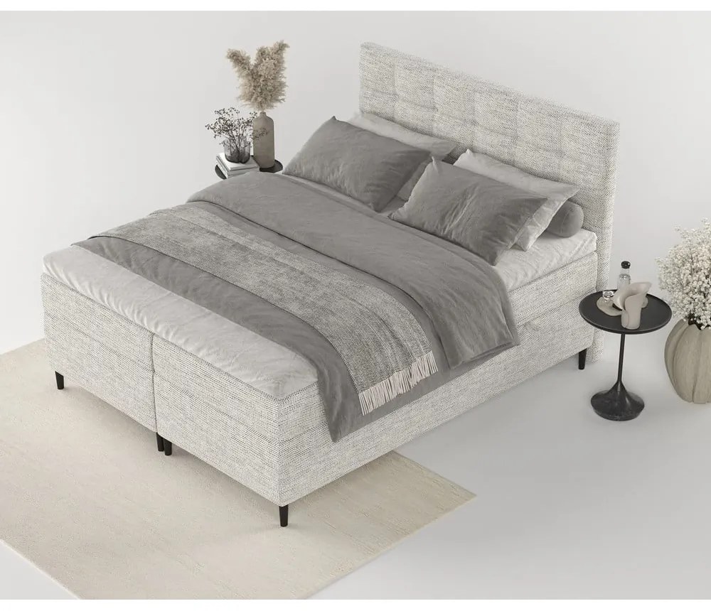 Světle šedá boxspring postel s úložným prostorem 200x200 cm Urbaneo – Maison de Rêve