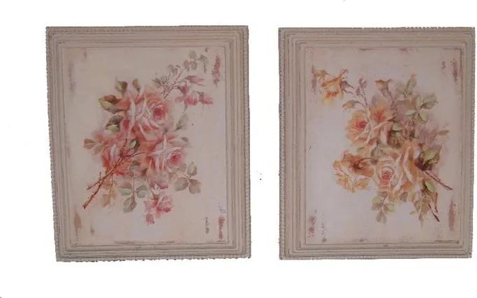 Sada 2 obrazů Antic Line Roses, 25,5 x 36,5 cm