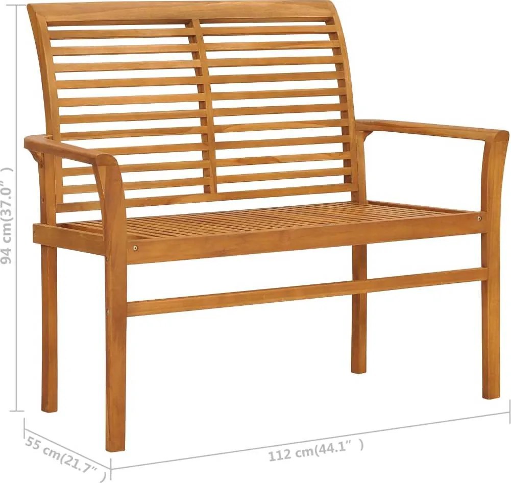 vidaXL Zahradní lavice s poduškou 112 cm masivní teak [3062669] Barva: Béžová