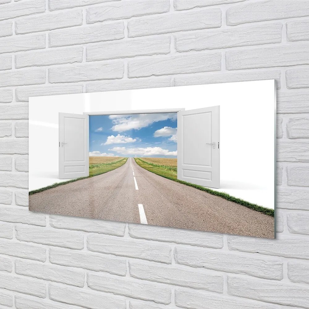 Obraz na skle Polní cesta 3d dveře 120x60 cm