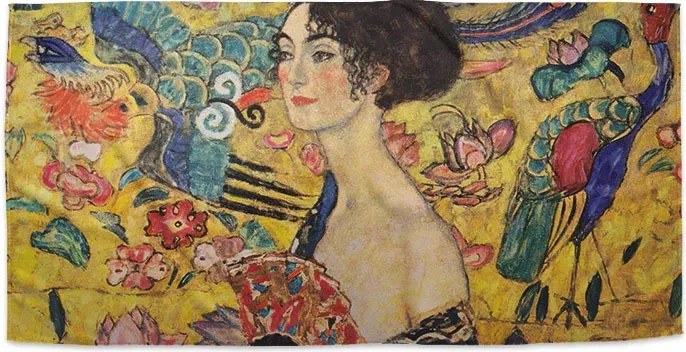 Sablio Ručník Dáma s vějířem - Gustav Klimt - 70x140 cm