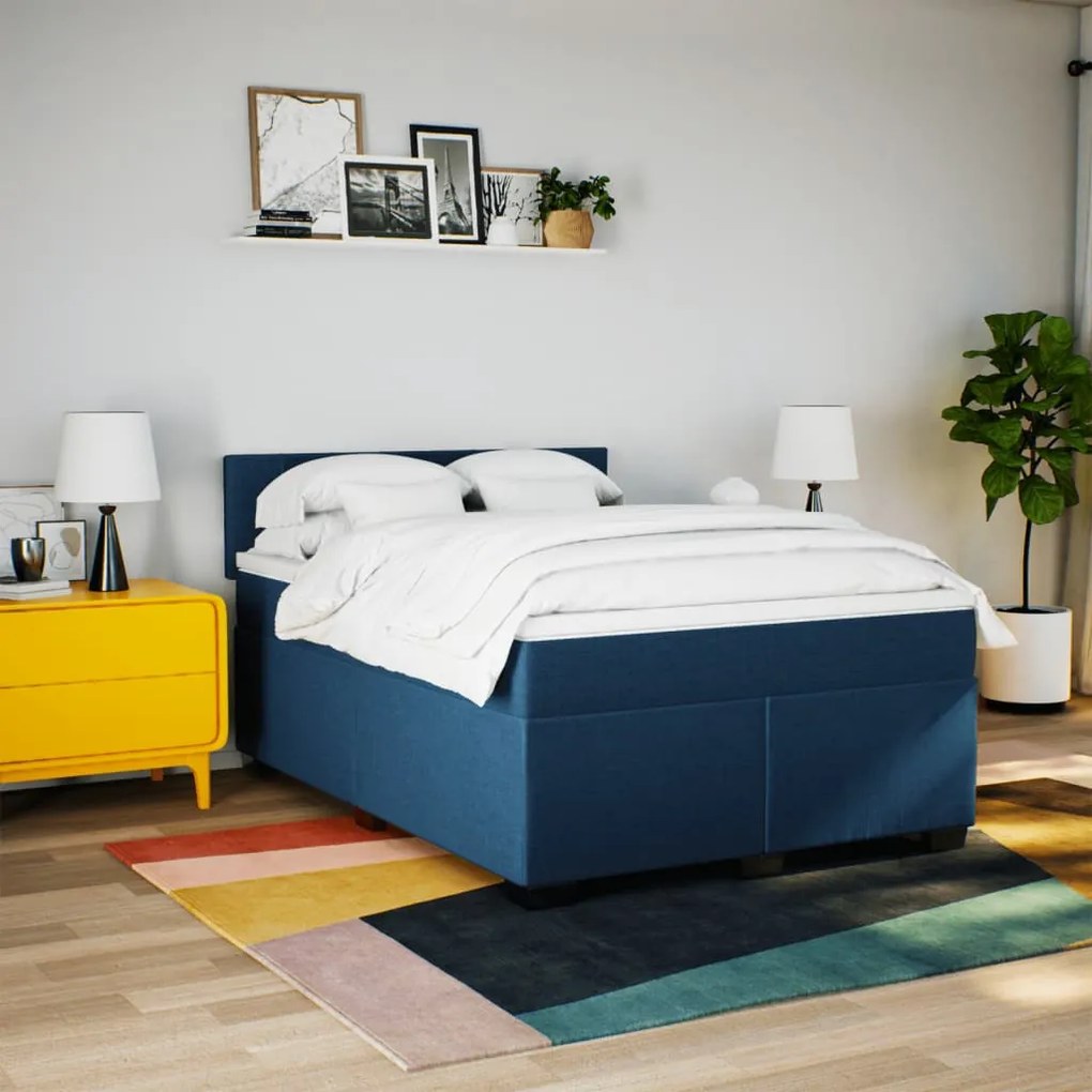 Box spring postel s matrací modrá 160x200 cm textil 3285945