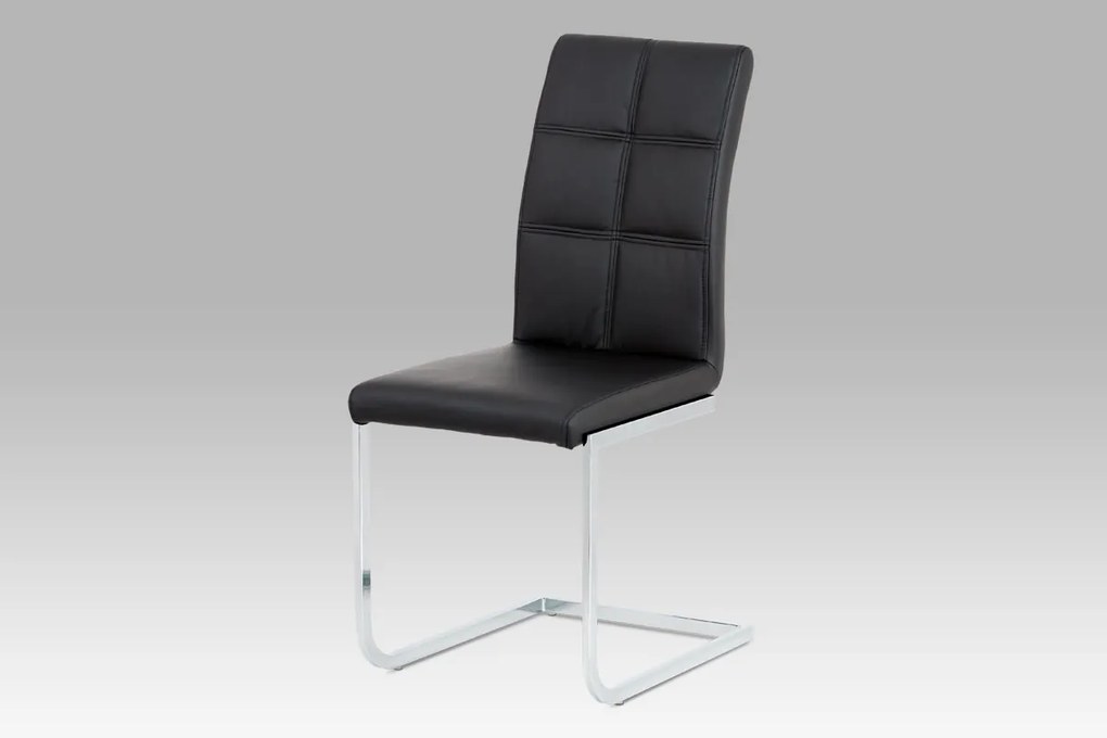 Artium Jídelní židle koženka černá / chrom - DCH-851 BK