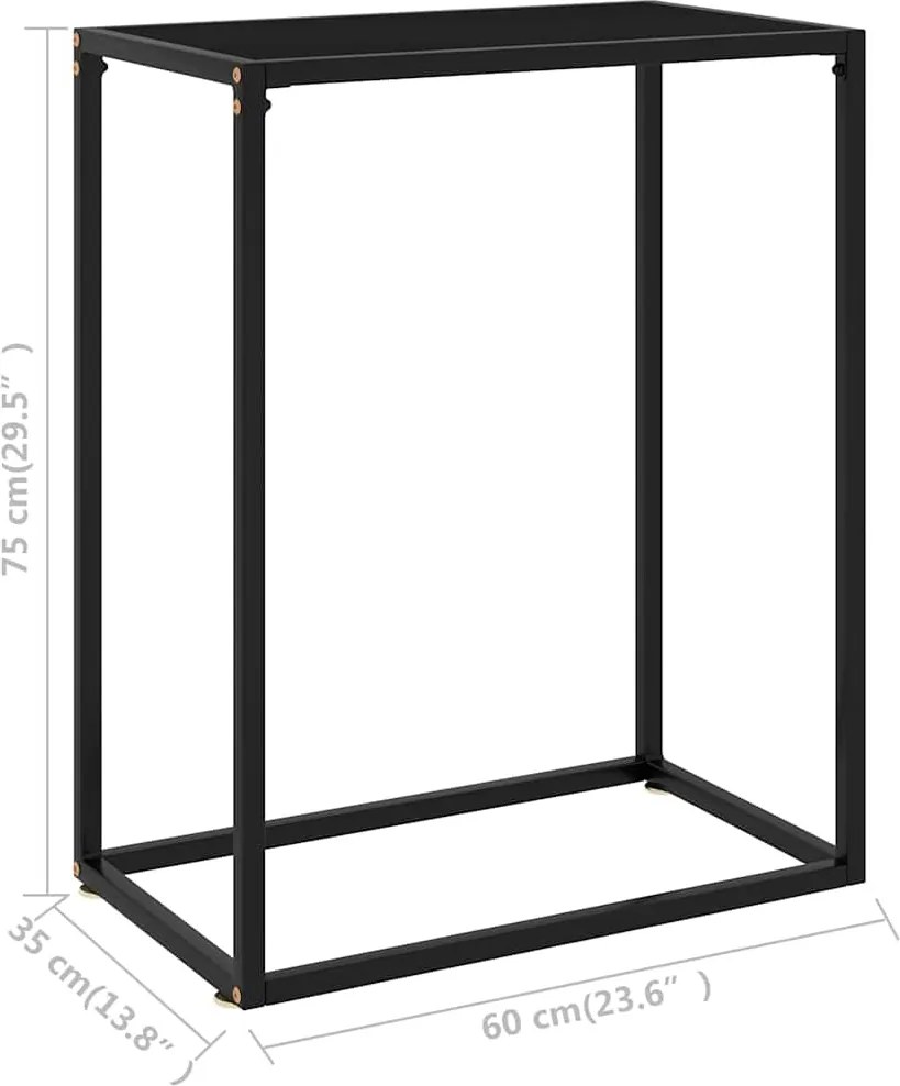 Konzolový stolek černý 60 x 35 x 75 cm tvrzené sklo 322804