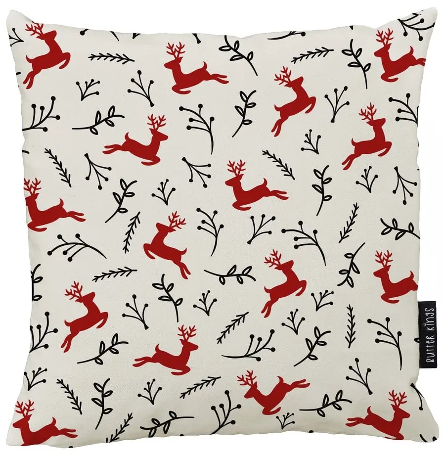 Vánoční polštář s bavlněným povlakem Butter Kings Deer, 45 x 45 cm